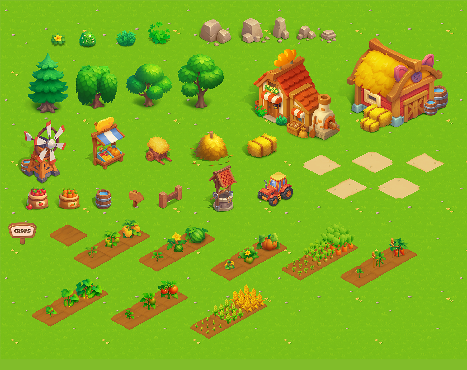 Isometric Cartoon Farm - Tycoon & Strategy Game Assets by Levi Art