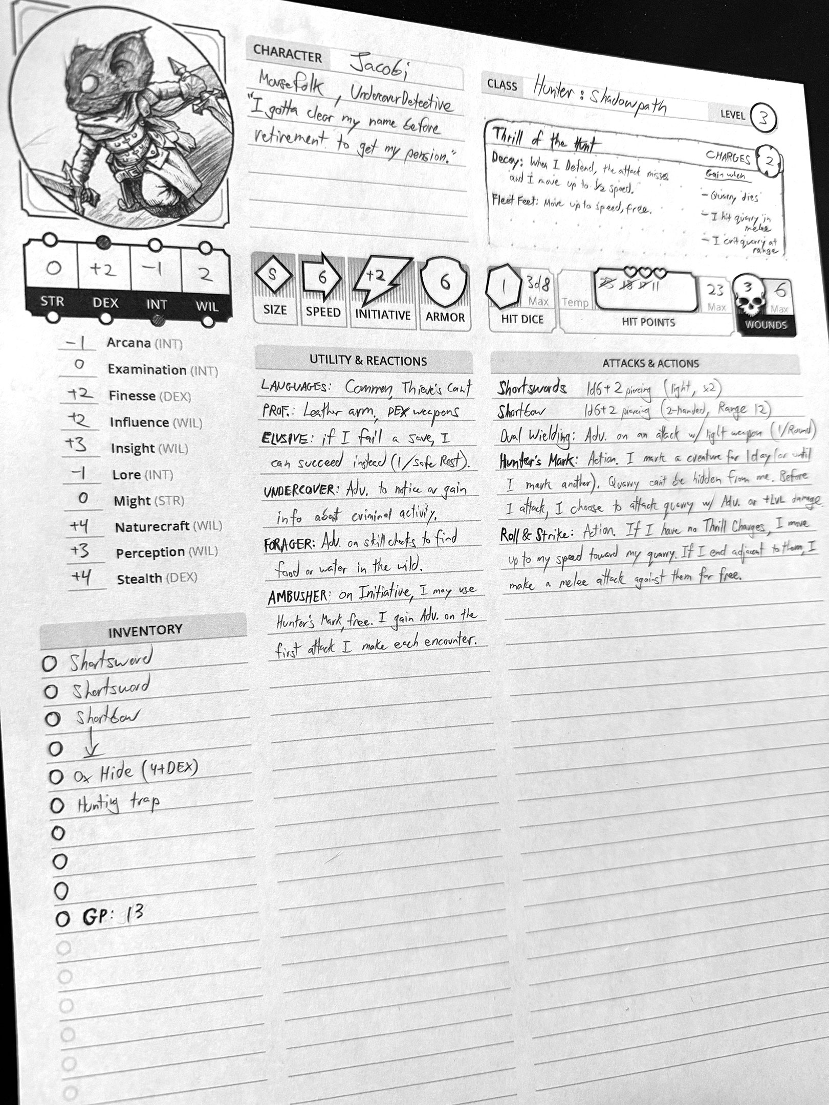 UNCS Nimble Character Sheets by swingsetpark
