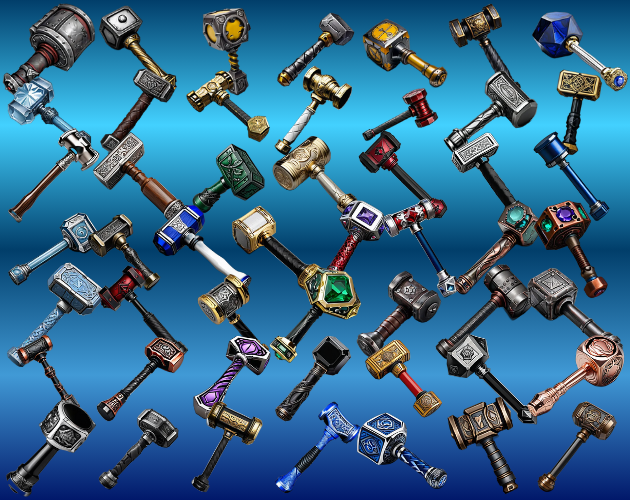 50 Fantasy Hammer Icons｜RPG Asset Pack (PNG) by Pixel Hammer
