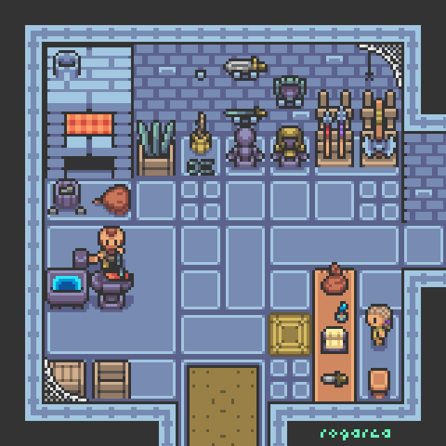 Room G16: Blacksmith Shop Tileset by Rogarca