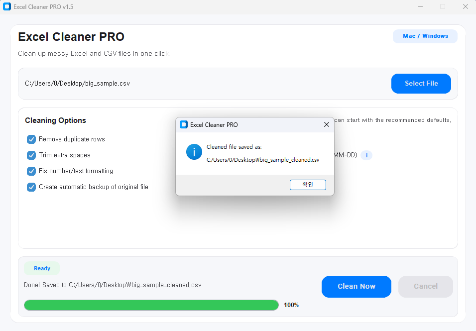 Excel Cleaner PRO – One-Click Excel & CSV Cleaning Tool by Lhsepi0l