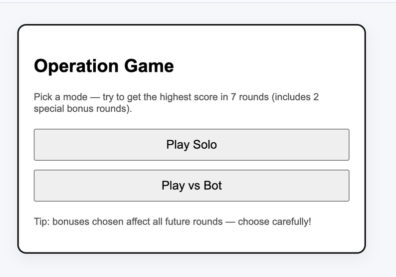 The operation game by Premo Studios