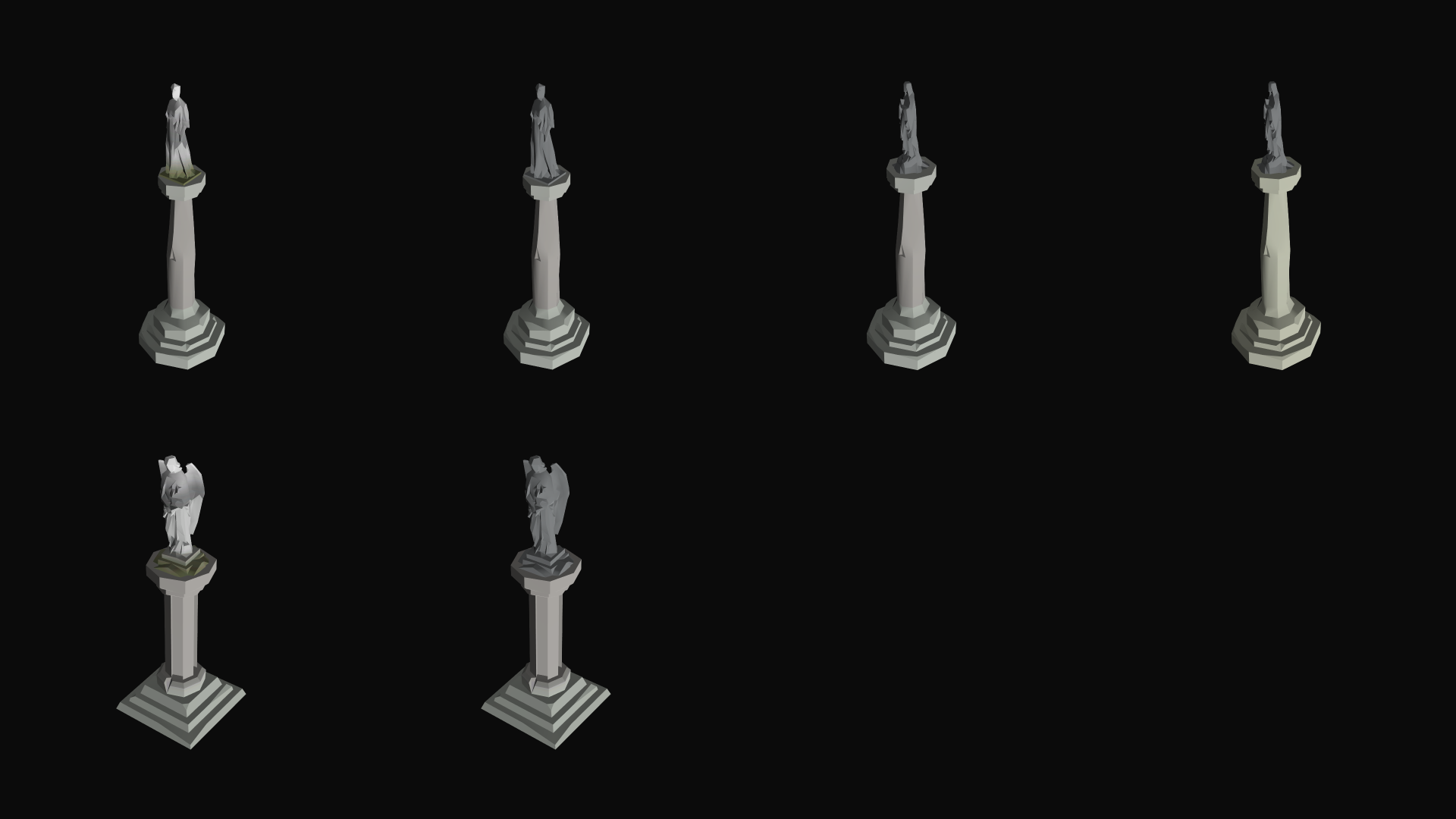 Low Poly Cemetery Statues Pack - LODs Optimized by EmaceArt