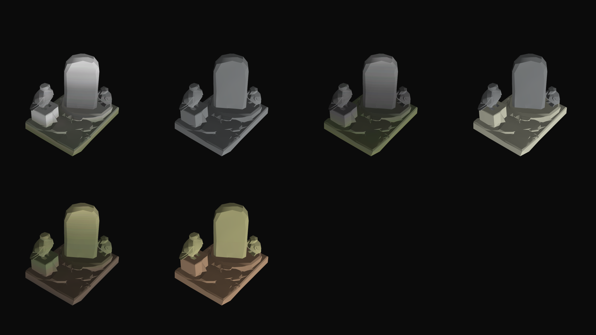 Low Poly Cemetery Statues Pack - LODs Optimized by EmaceArt