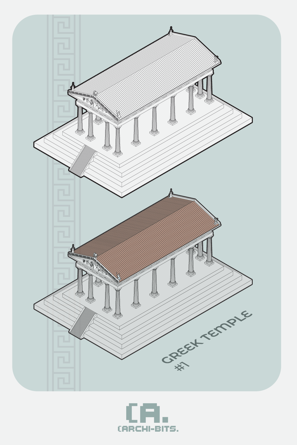 Isometric Greek Temple | Vector by Archi-Bits Studio