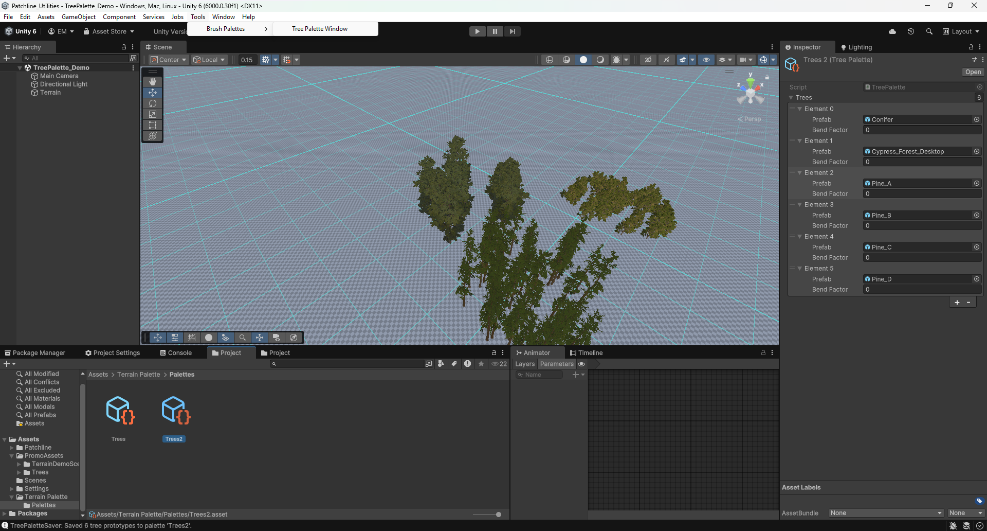 Unity Terrain Tree Palette Tool by Patchline