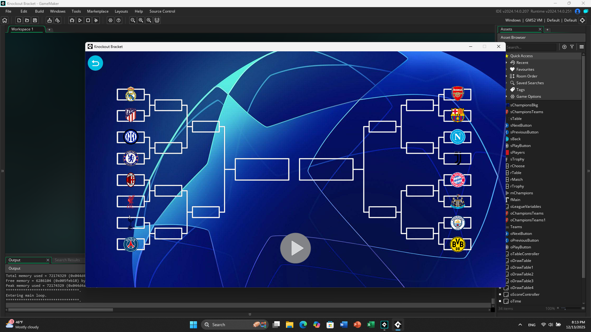 UEFA Champions League Knockout Bracket System with GameMaker by Koen Piepper