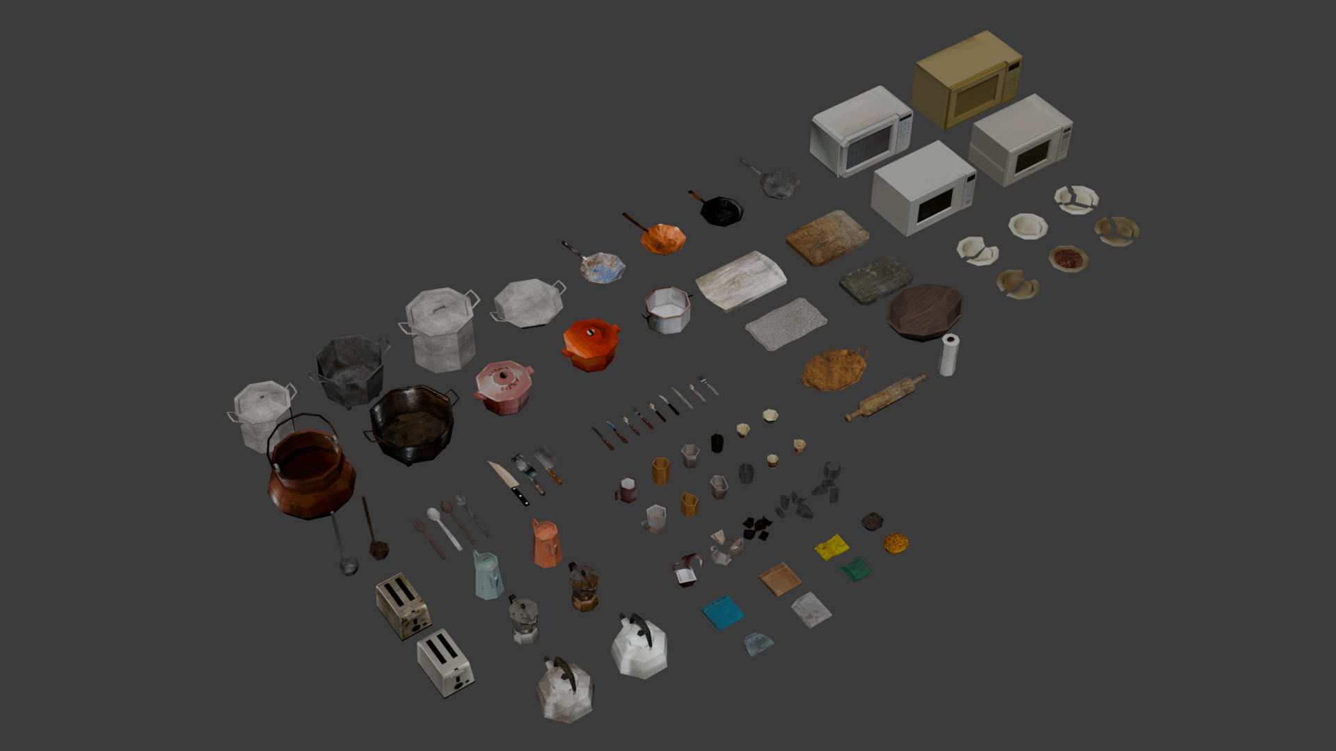 PSX Low-Poly Kitchen & Food Props Pack by Aquicor