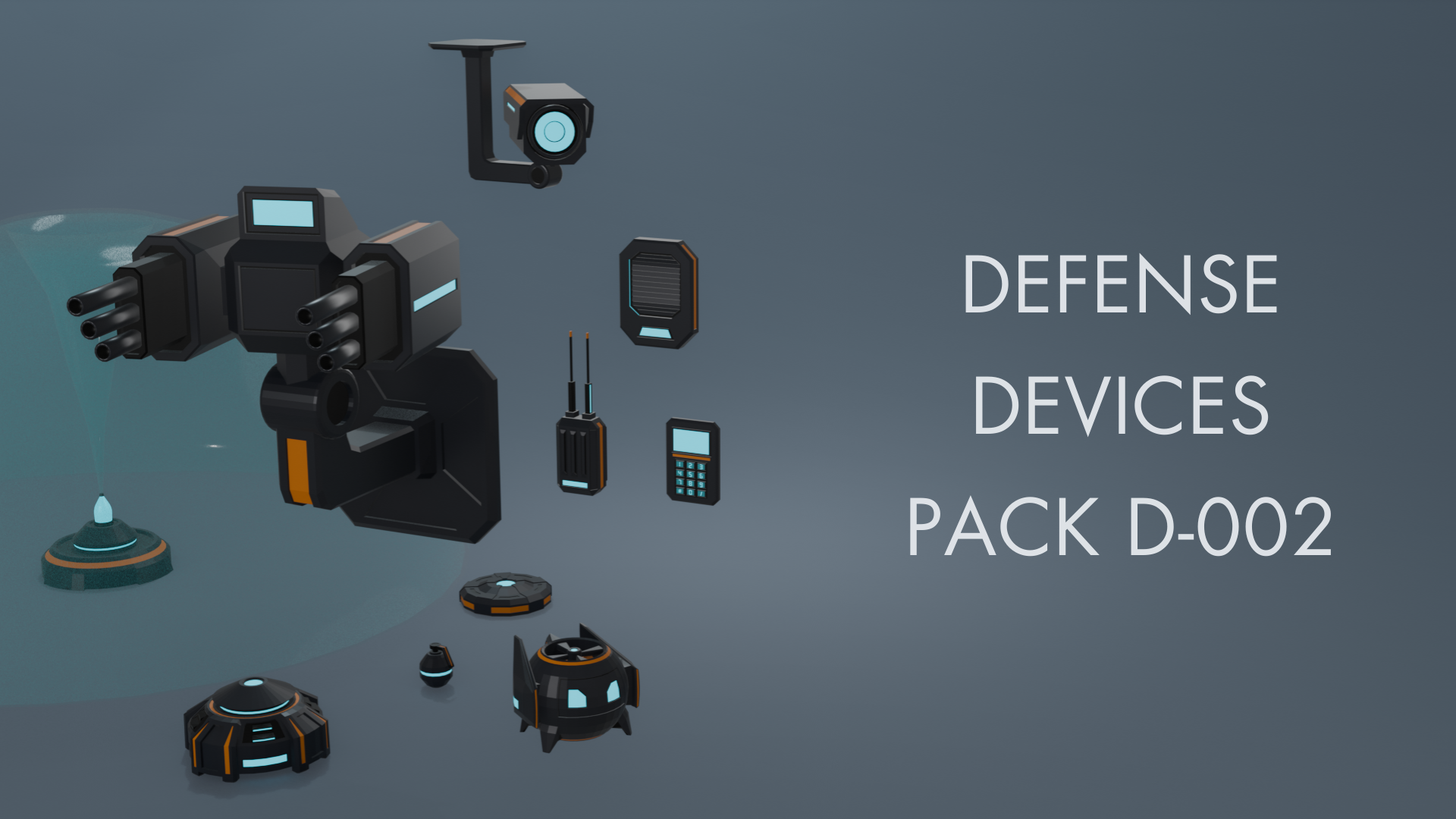 Low Poly Sci-Fi Defense Devices Pack D-002 by OZEA Studio