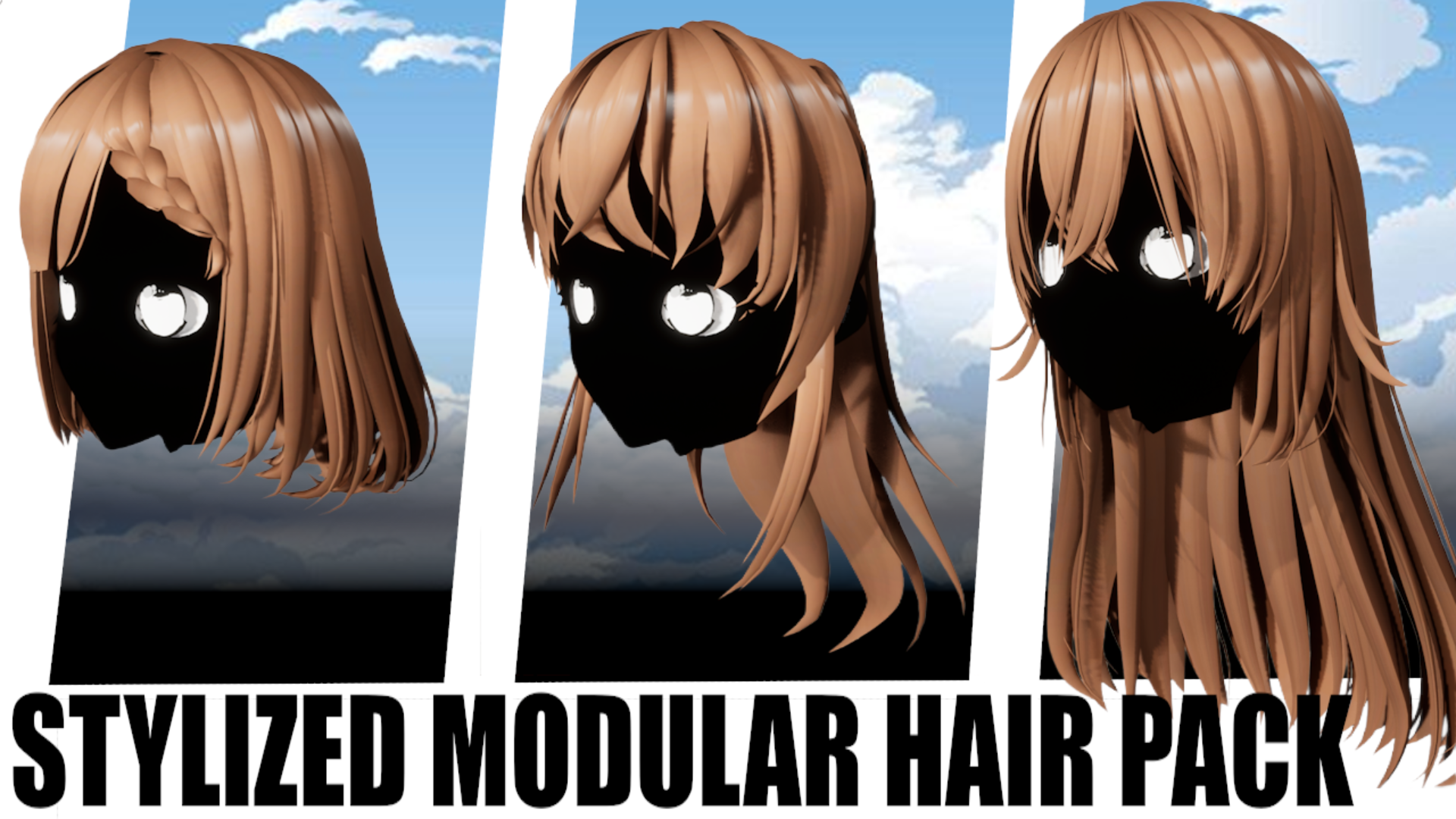 HAIR MODULAR PACK - EASY STYLIZED HAIR BUILDER by Creative Indie Lab Store