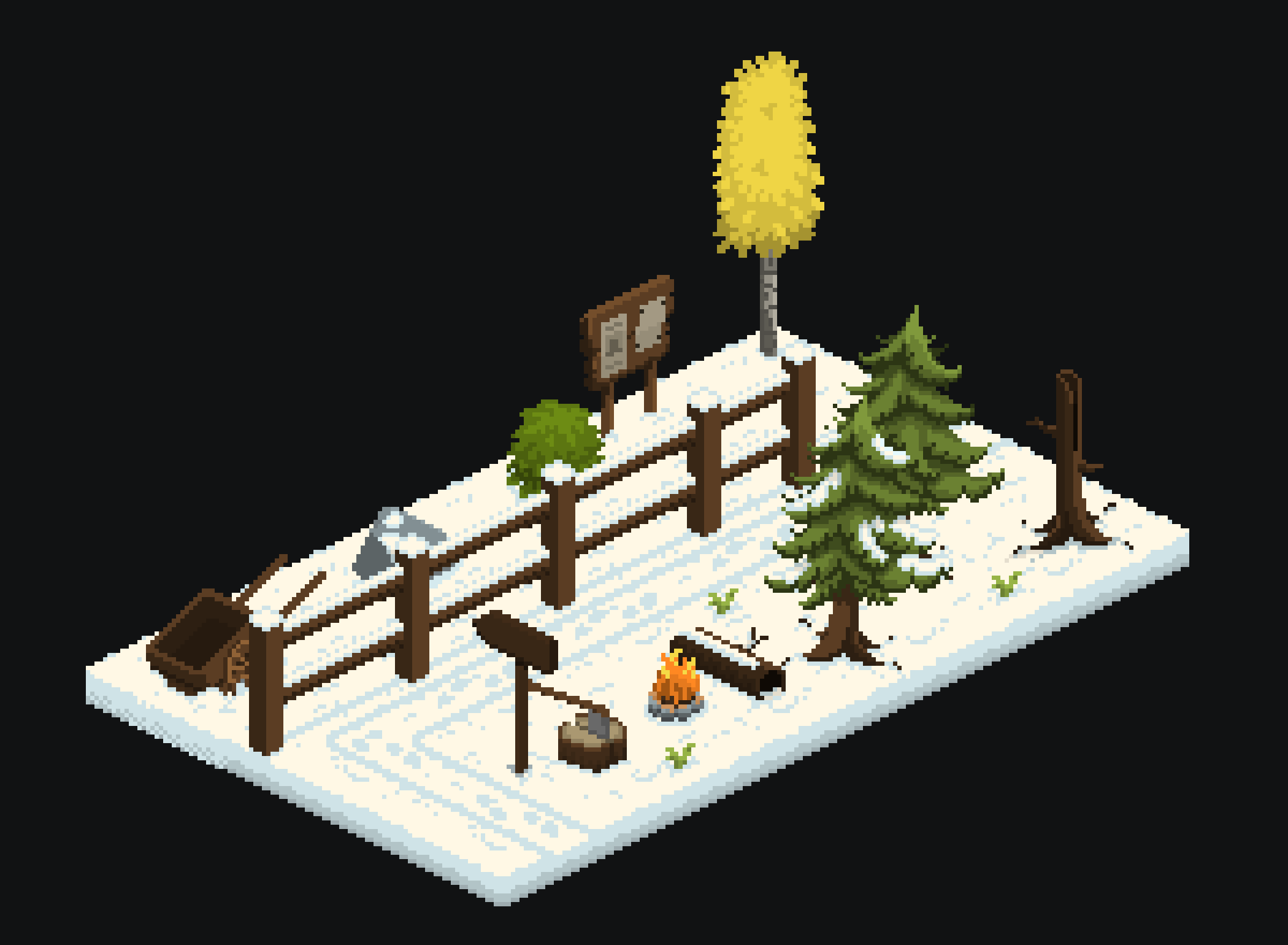 FREE Isometric Winter Biome – Pixel Art Asset Pack (64 x 40) by Tony Dyson