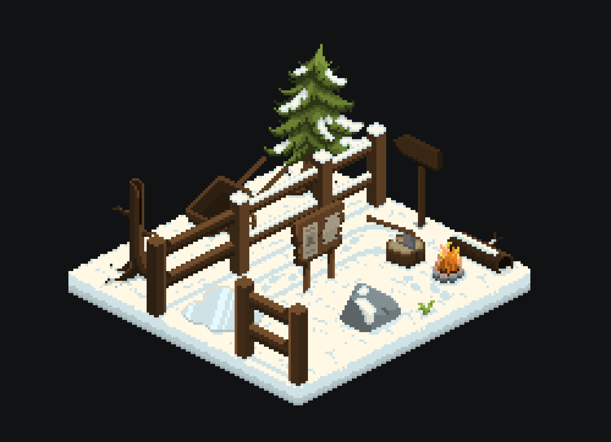 FREE Isometric Winter Biome – Pixel Art Asset Pack (64 x 40) by Tony Dyson
