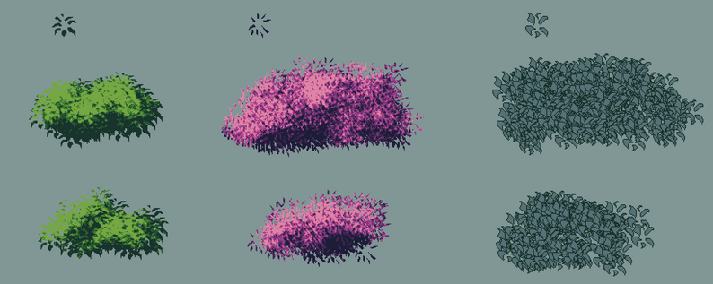 10 Hand-Made Pixel Foliage Brushes for Aseprite by Pixel Perfect Assets ...
