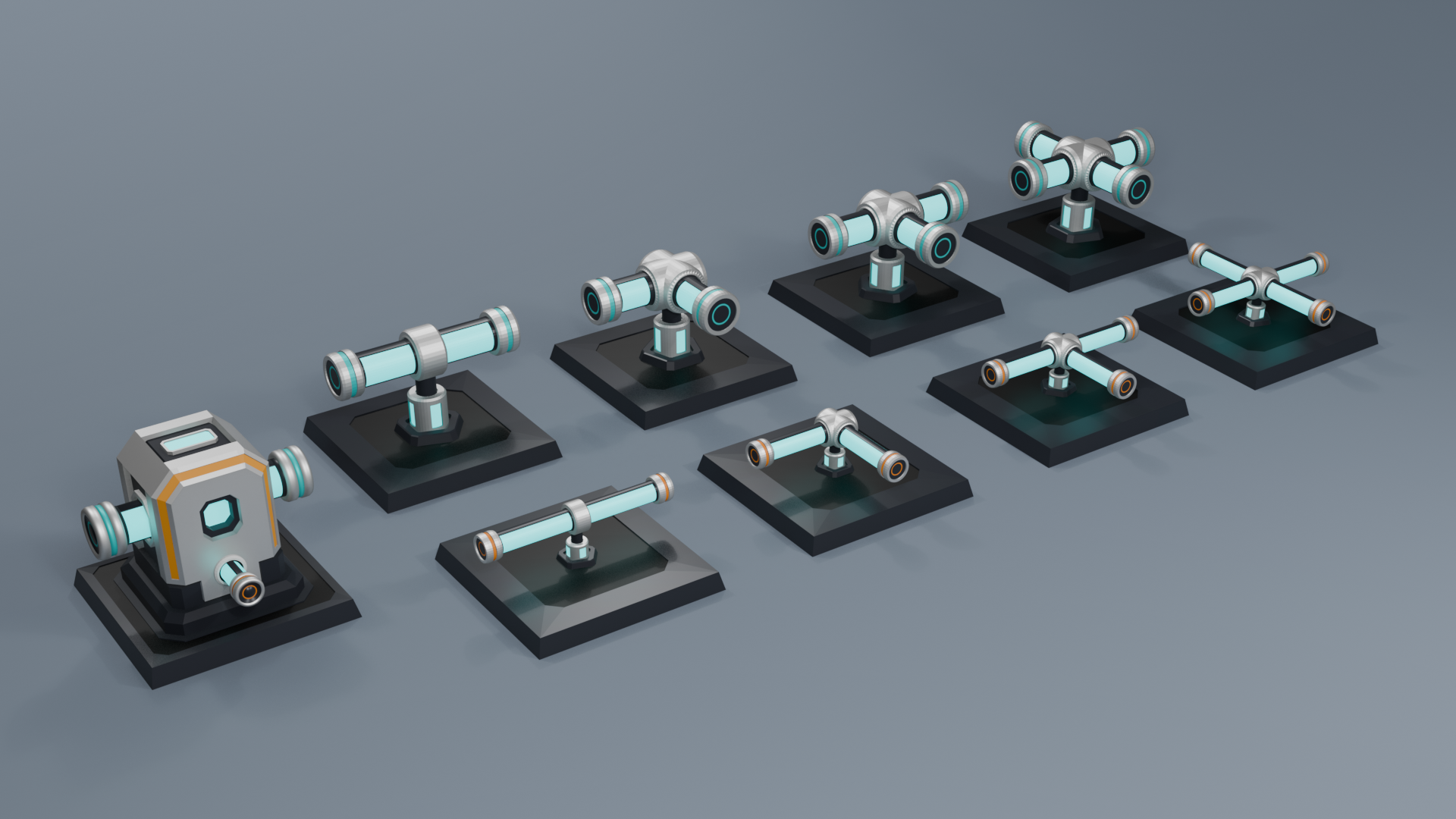 Low Poly Sci-Fi Energy Cables Pack B-002 by OZEA Studio