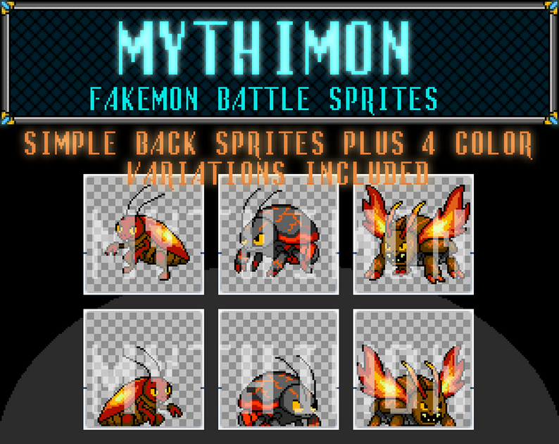 Mythimon - Battle Sprites 010, 011, 012 by Mythril Age