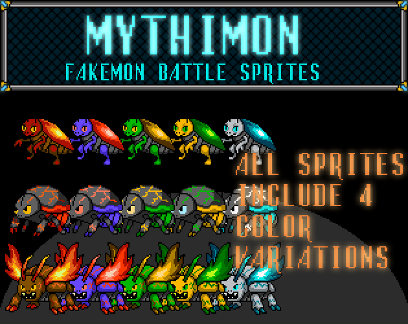 Mythimon - Battle Sprites 010, 011, 012 by Mythril Age