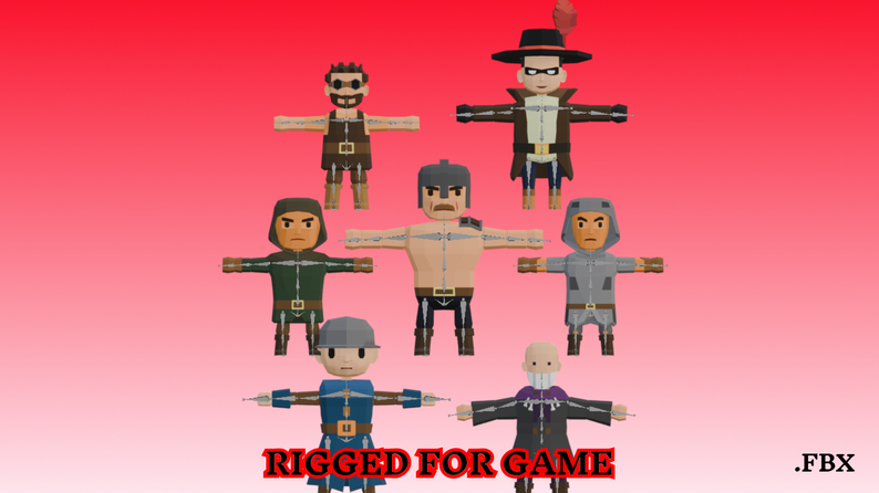 LOWPO: Outlaw & Bandit Enemies – 7 Rigged Low Poly Characters by Standout 7