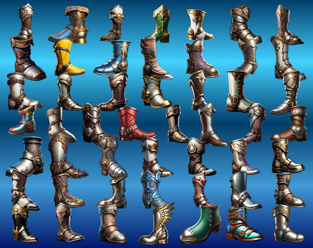 50 Fantasy Boots Icons｜RPG Asset Pack (PNG) by Pixel Hammer