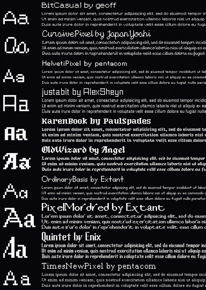 Public Domain - 10 Pixel Fonts Pack by ovate