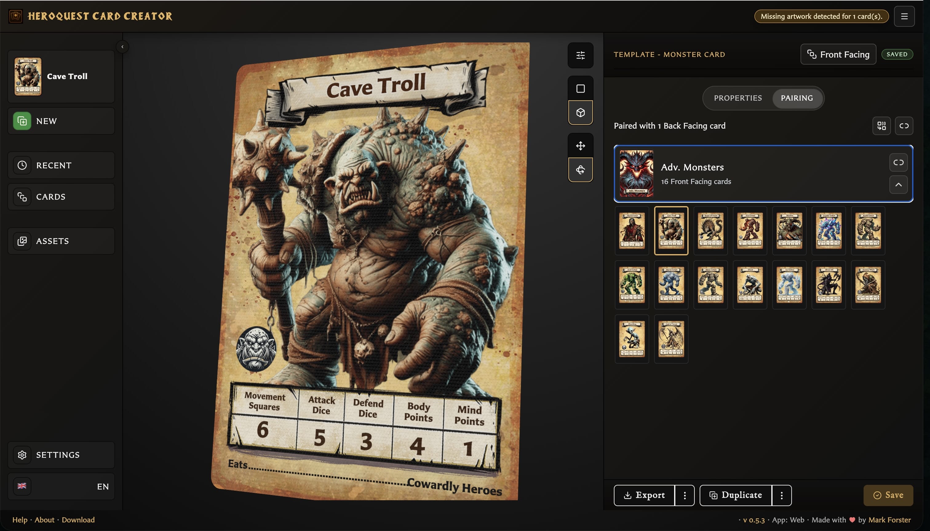 HeroQuest Card Creator by Mark