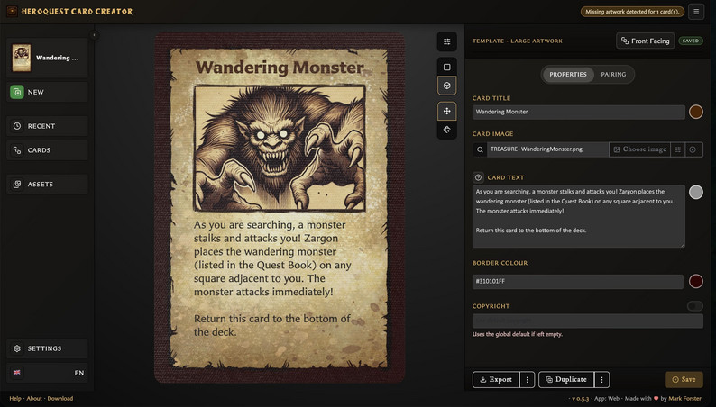 HeroQuest Card Creator by Mark
