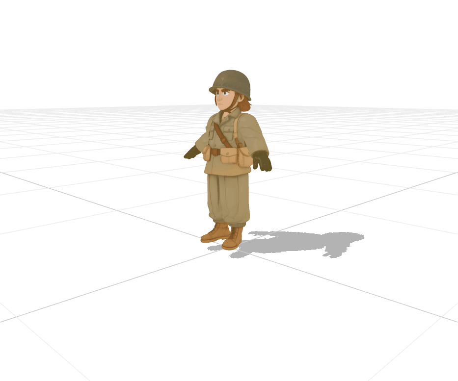 3D Vintage Woman Soldier Character Rigged Pack – 3D Model with Walk ...