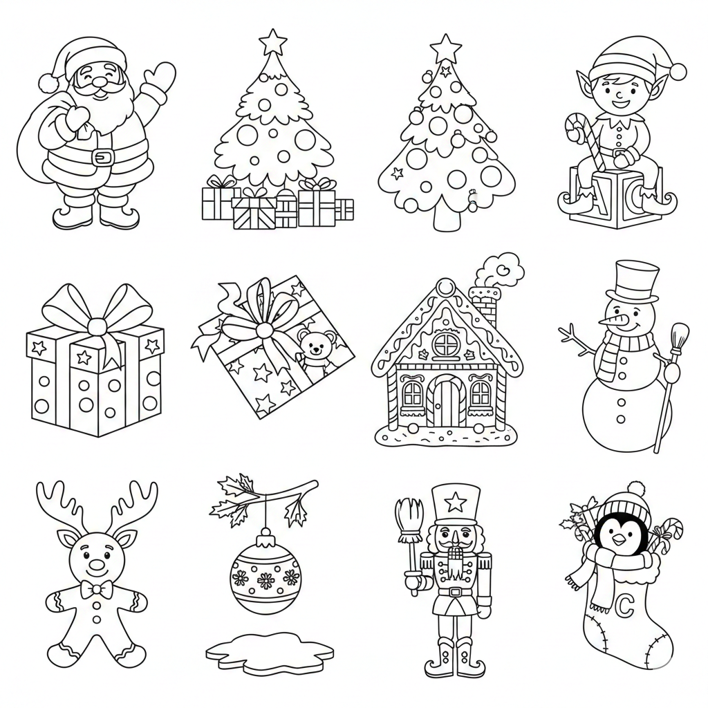 _Black White Fun Christmas Coloring Worksheet Set.pdf by Mehul Digital ...