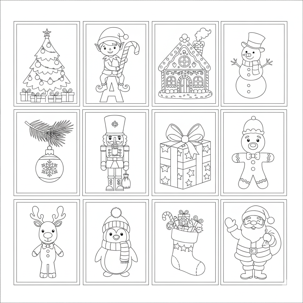 _Black White Fun Christmas Coloring Worksheet Set.pdf by Mehul Digital ...