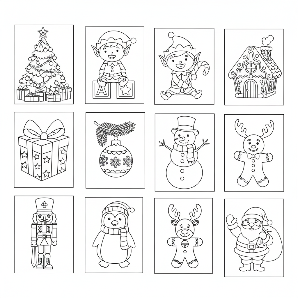 _Black White Fun Christmas Coloring Worksheet Set.pdf by Mehul Digital ...