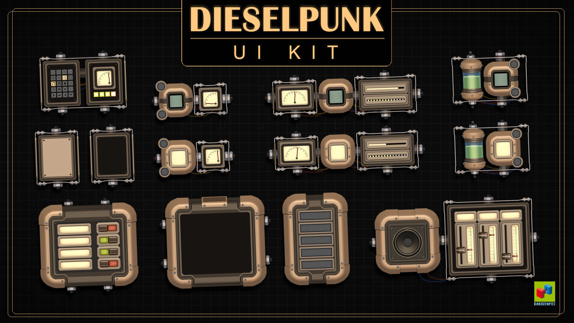 Update_01: XBox controllers kit - Dieselpunk UI/GUI Kit by Barely_Games