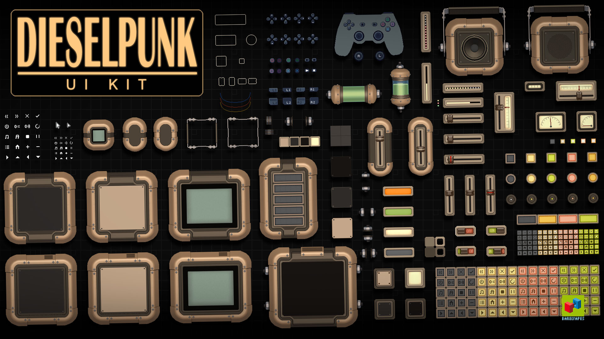 Update_01: XBox controllers kit - Dieselpunk UI/GUI Kit by Barely_Games
