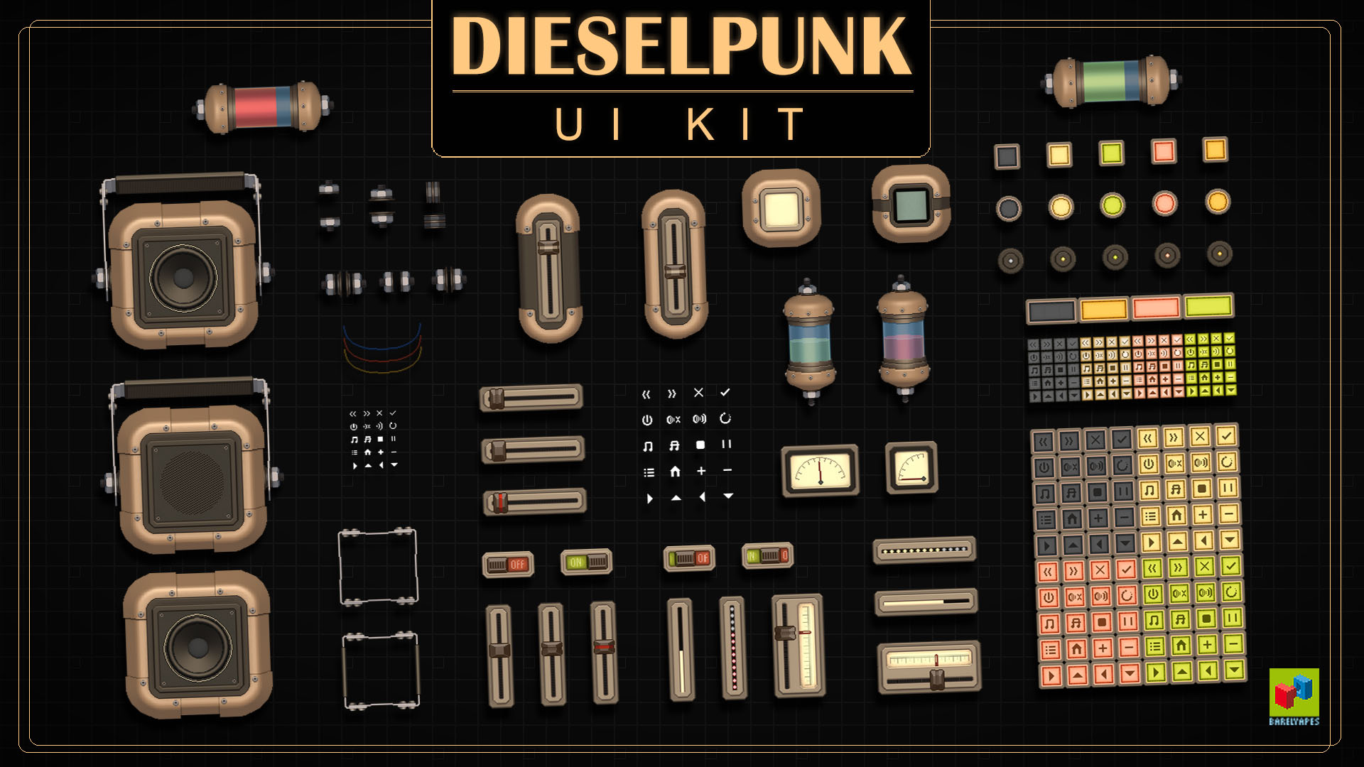 Update_01: XBox controllers kit - Dieselpunk UI/GUI Kit by Barely_Games