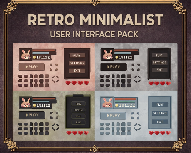 UI User Interface Retro Minimalist Mini Pack by ToffeeCraft