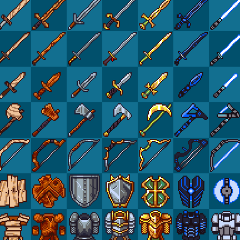 Pixel Art Weapon Icon Pack by Killer Rabbit Media