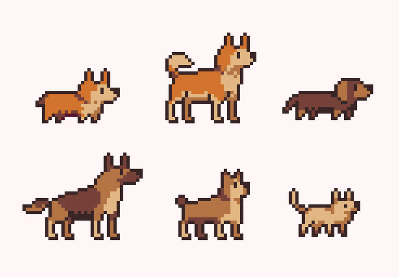 Pixel Cute Animals: Scalable Vector Collection (Dogs & Farm) by Mr Bit