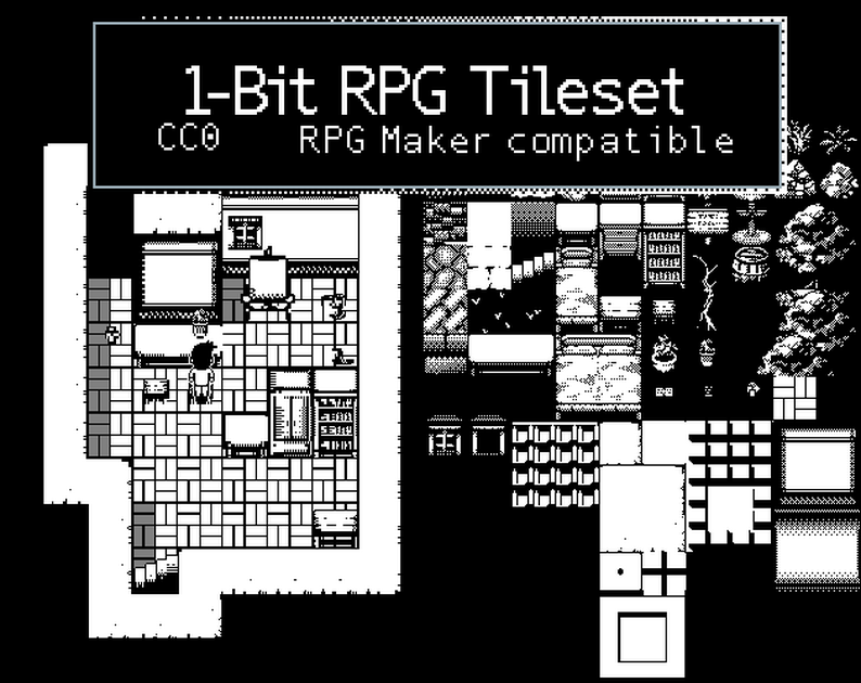 1-Bit RPG Tileset 32x32 Pixels by Stealthix