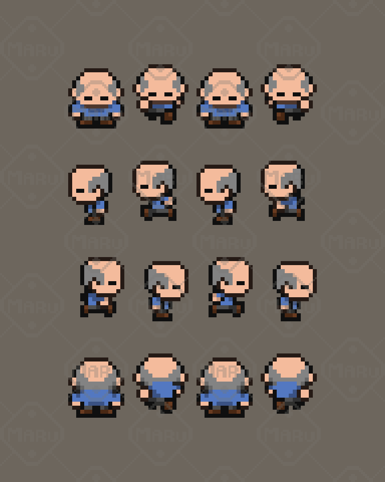 Age Trio Characters – 16x16 Top-Down Pixel Art (Updated Style ...