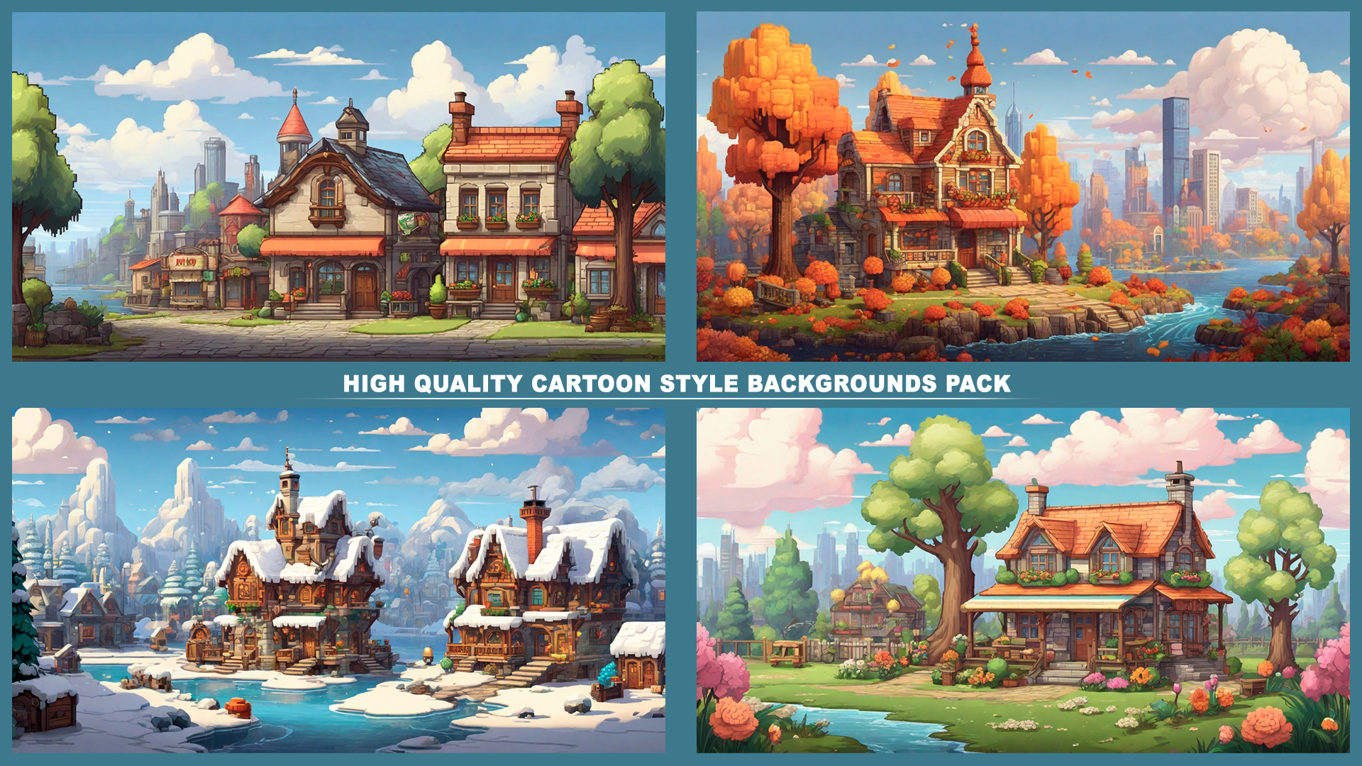 110+ CITY CARTOON BACKGROUNDS by PIXELHUNT