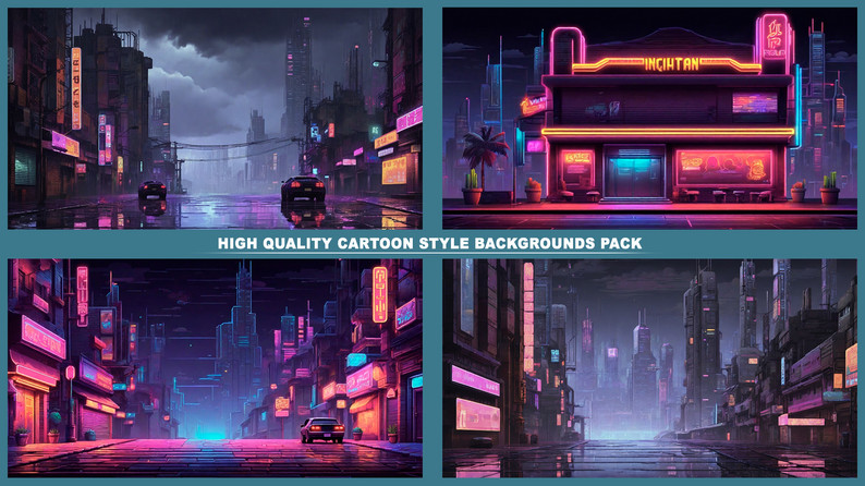 110+ CITY CARTOON BACKGROUNDS by PIXELHUNT