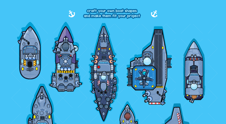 Top down warship and attack vessel game asset construction kit by ...