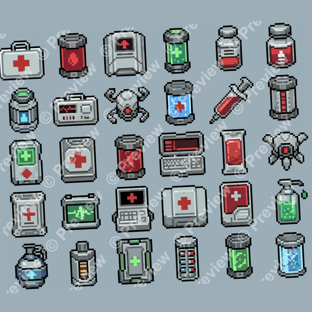 SCI-Fi Healing Icons Pixel Art by Pixel-Banner
