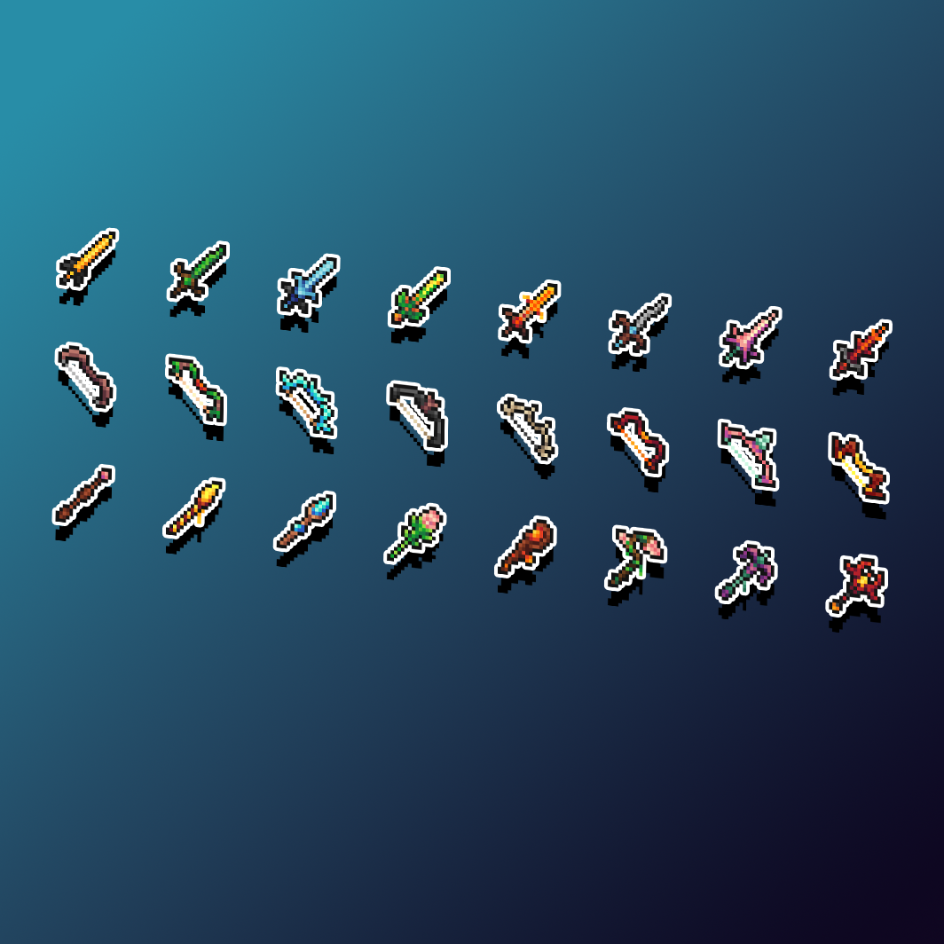 Pixel RPG Armors & Weapons (16x16) — 144 Items | Kasaya by Kasaya