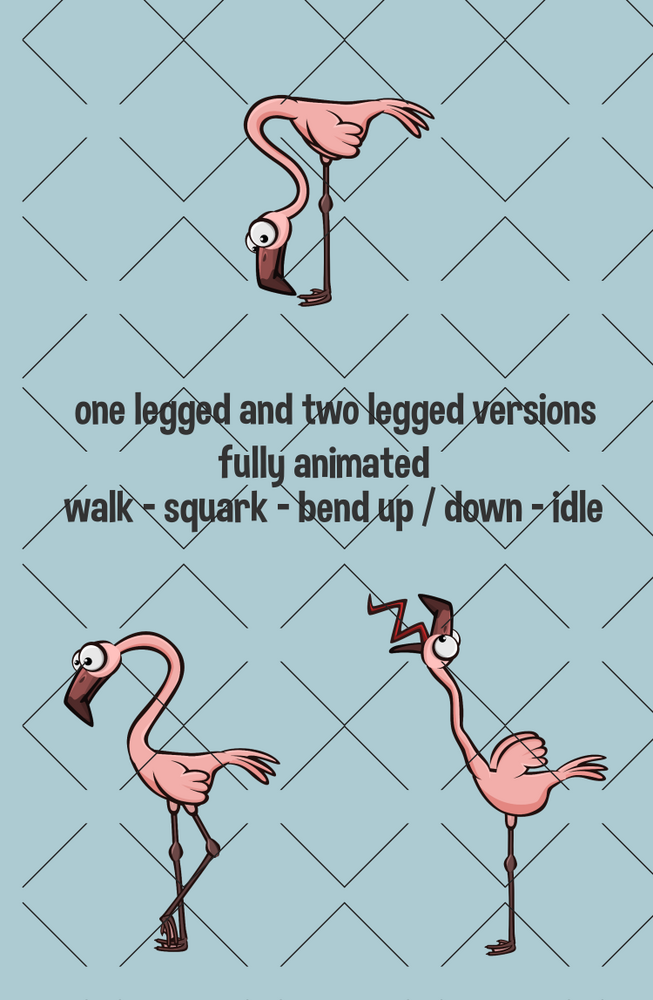 Animated flamingo by Robert Brooks - gamedeveloperstudio.com