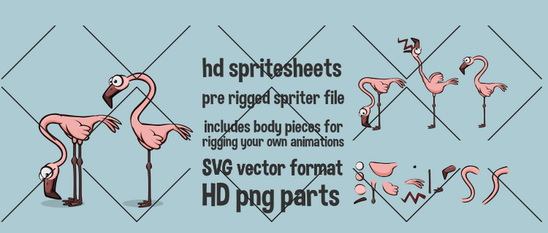 Animated flamingo by Robert Brooks - gamedeveloperstudio.com