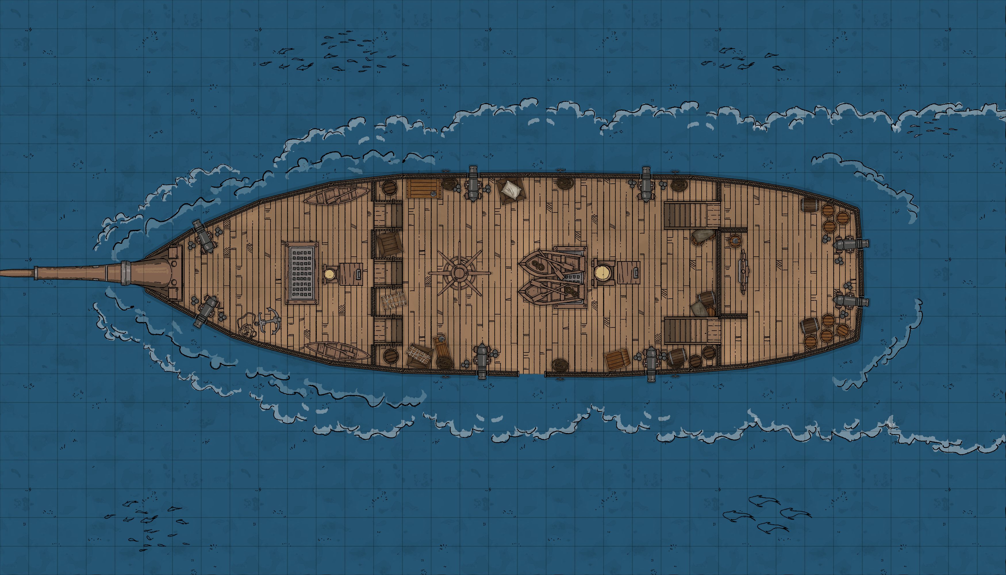 The Adventurer's Ship [Battlemap + VTT] by Roald Maps
