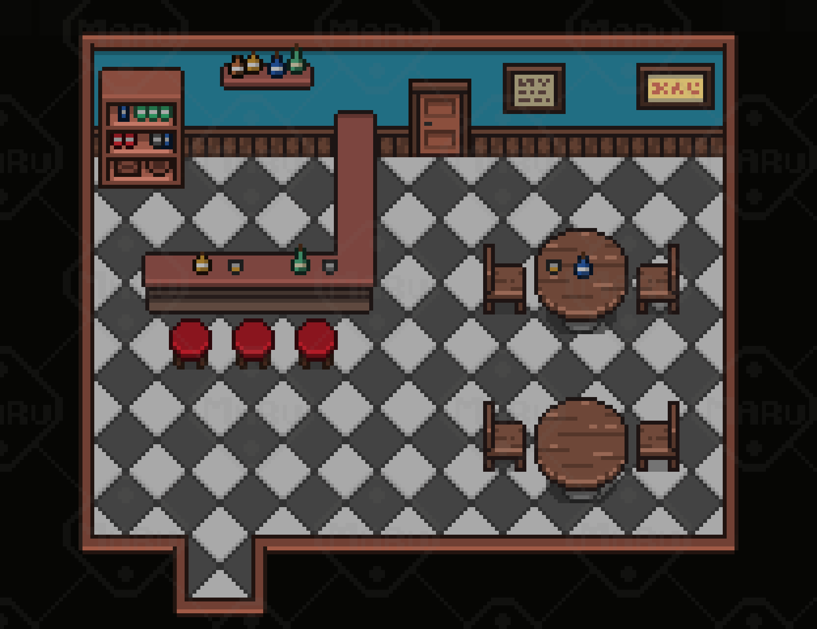 Pub Modern Interior Assets Pack – 16x16 Pixel Art by Maru