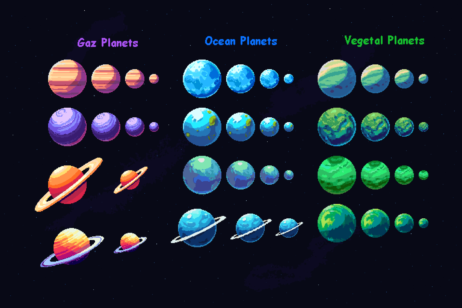 2D Pixel Art Planets Pack by Arludus