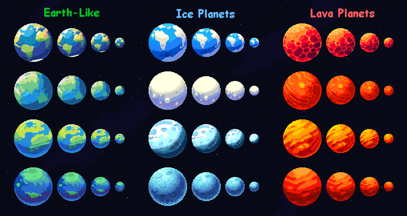 2D Pixel Art Planets Pack by Arludus