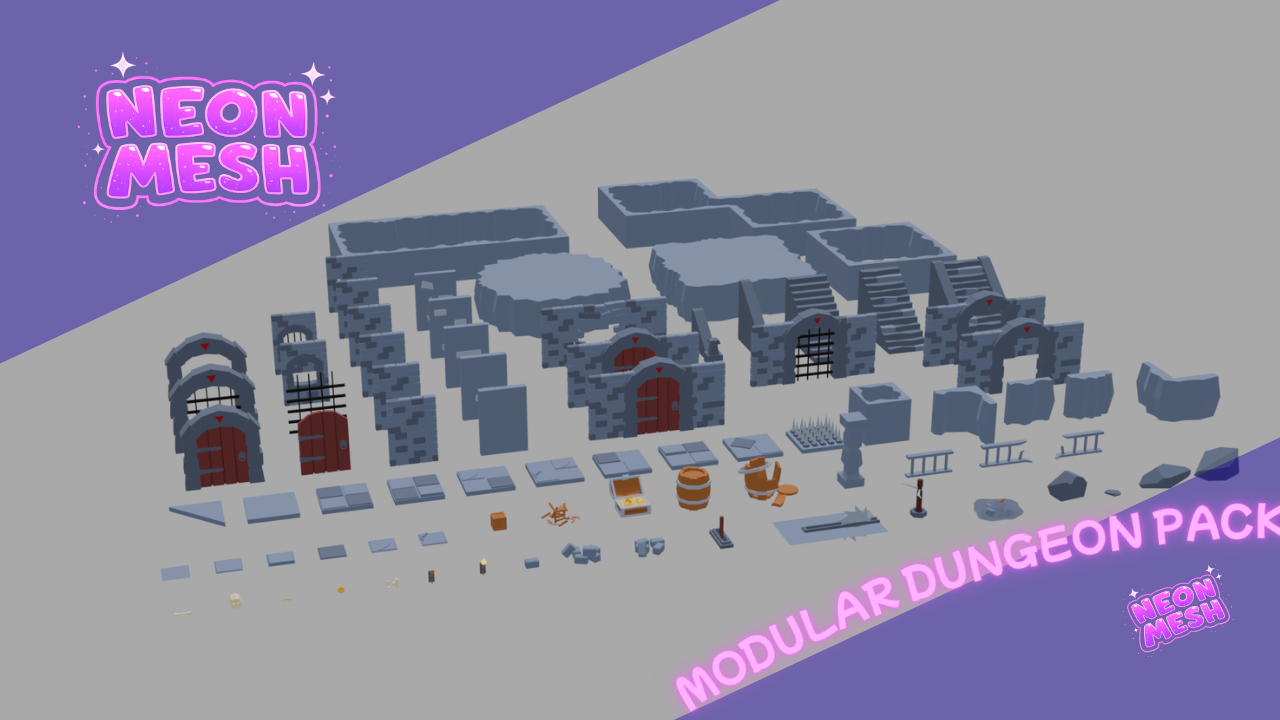 Modular Dungeon Pack – All-in-One Low-Poly Environment by Neonmesh