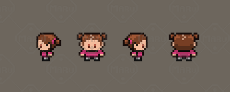 Character Age Pack Vol.2 – Female Top-Down Pixel Art 16×16 by Maru
